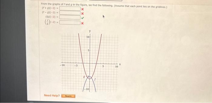 Solved From the graphs of f and g in the figure, we find the | Chegg.com