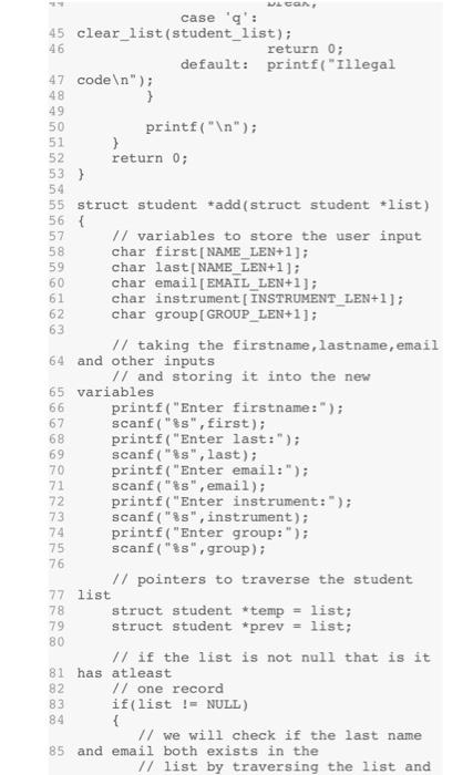 Solved 1. (50 points) Add a function in project8_roster. c | Chegg.com
