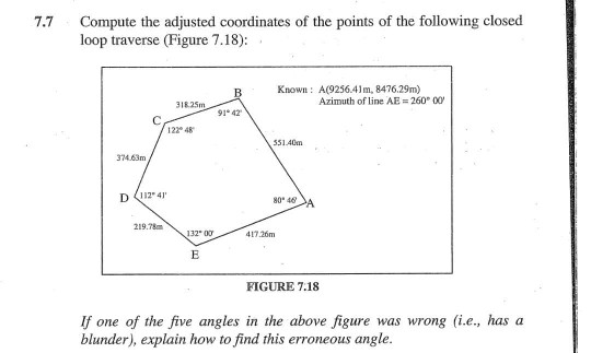 Solved 7.7 Compute the adjusted coordinates of the points of | Chegg.com