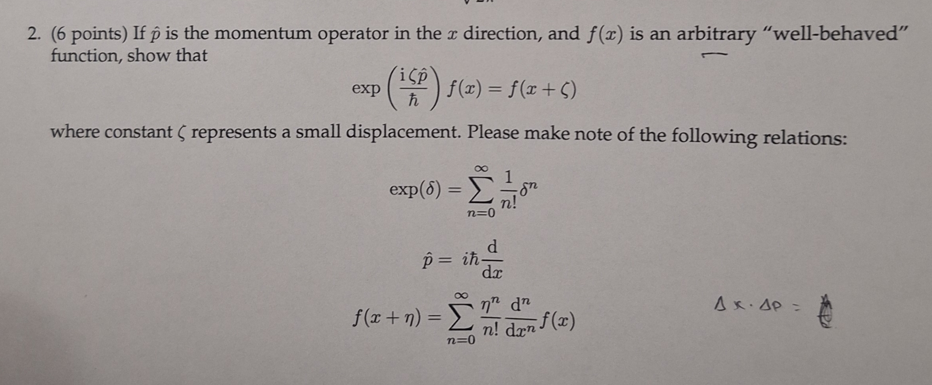 Solved (6 ﻿points) ﻿If hat(p) ﻿is the momentum operator in | Chegg.com