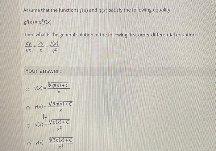 Solved Assume that the functions f(x) and g(x) satisfy the | Chegg.com