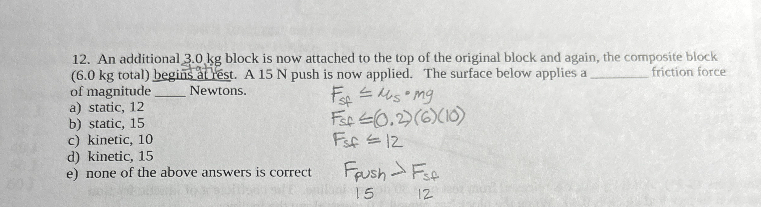 Solved An additional 3.0 ﻿kg block is now attached to the | Chegg.com