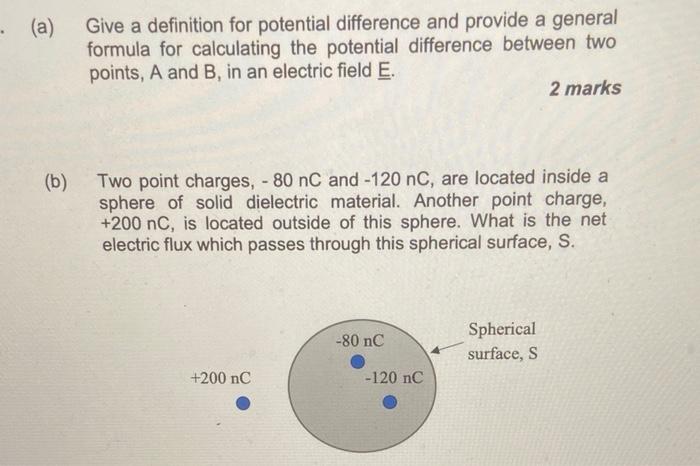 Solved a) Give a definition for potential difference and | Chegg.com