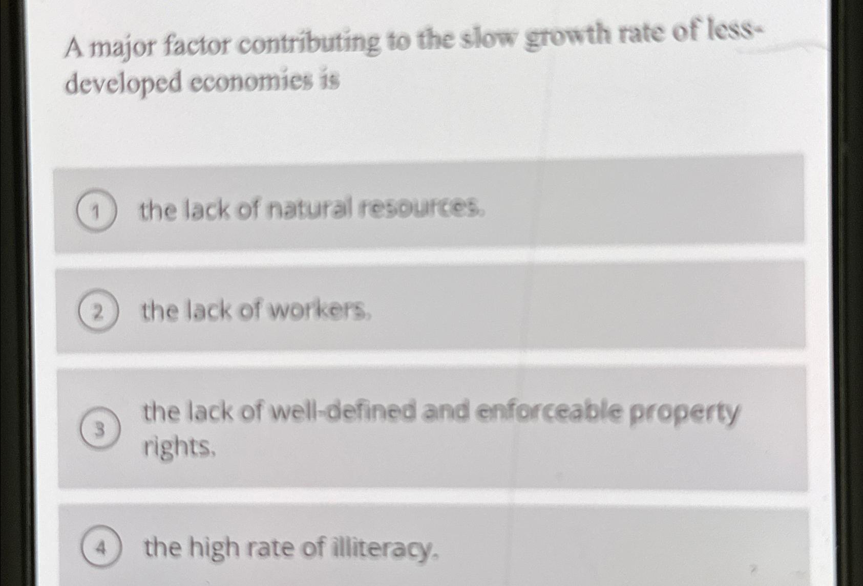 Solved A major factor contributing to the slow growth rate | Chegg.com