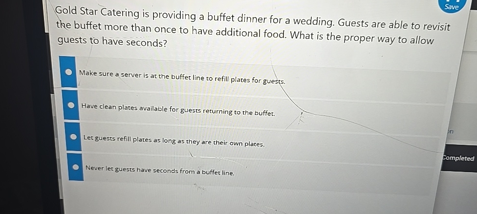 Solved SaveGold Star Catering is providing a buffet dinner | Chegg.com