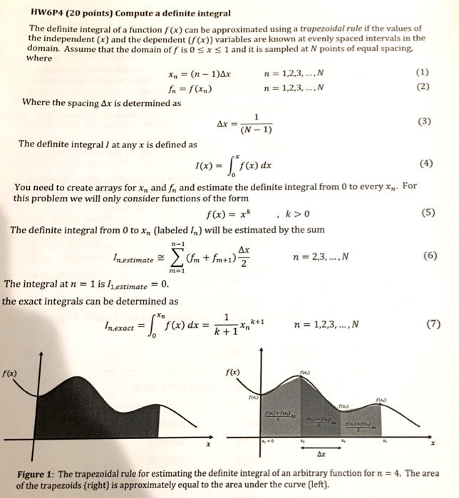 Solved HW6P4 (20 points) Compute a definite integral The | Chegg.com