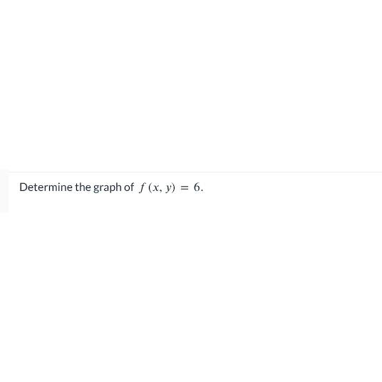 Solved Determine the graph of f(x,y)=6 | Chegg.com