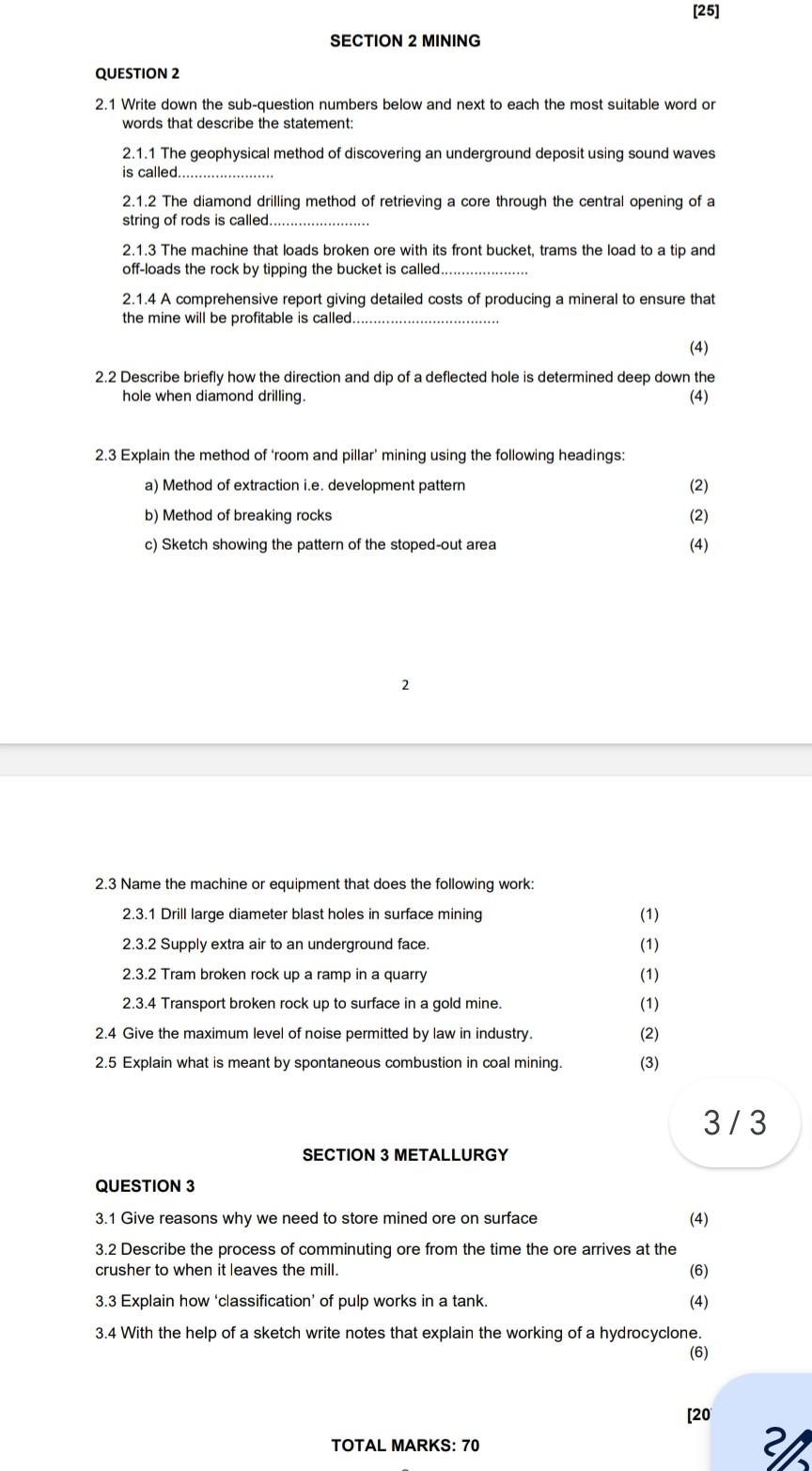 Solved 2.1 Write down the sub-question numbers below and | Chegg.com