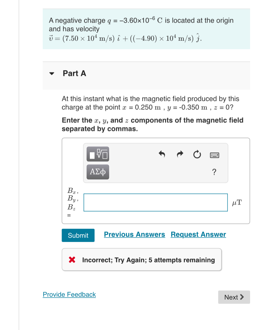 Solved A negative charge q=-3.60×10-6C ﻿is located at the | Chegg.com