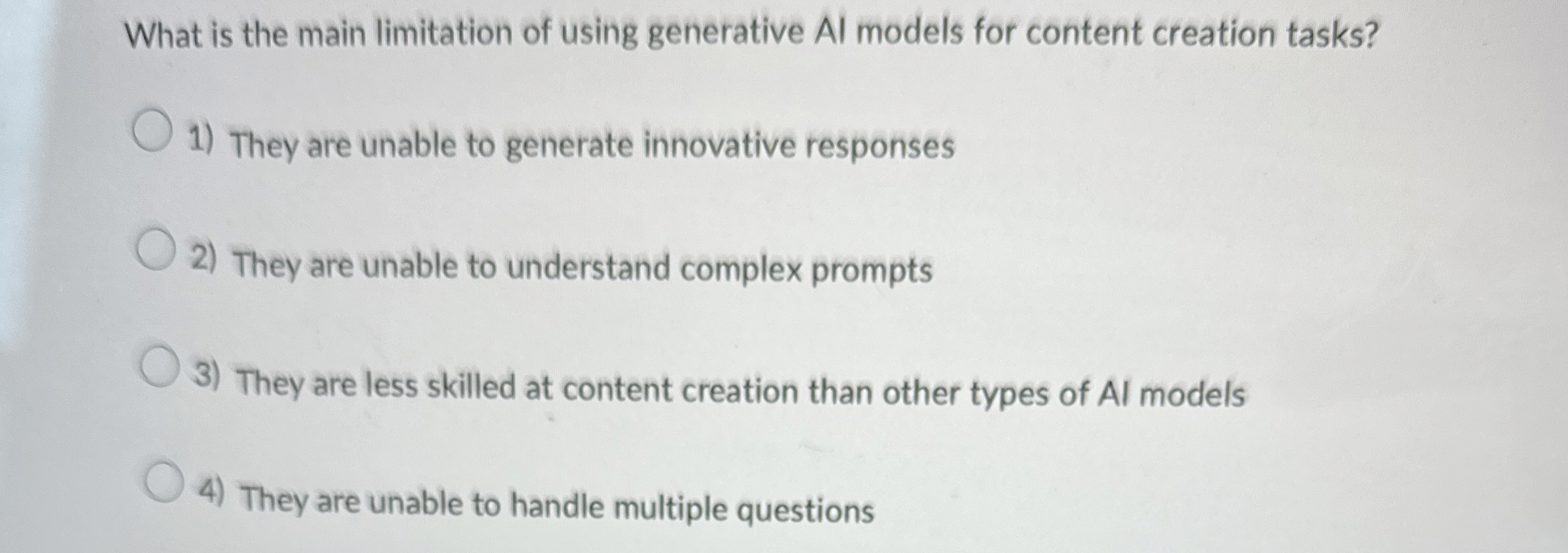 Solved What is the main limitation of using generative AI | Chegg.com