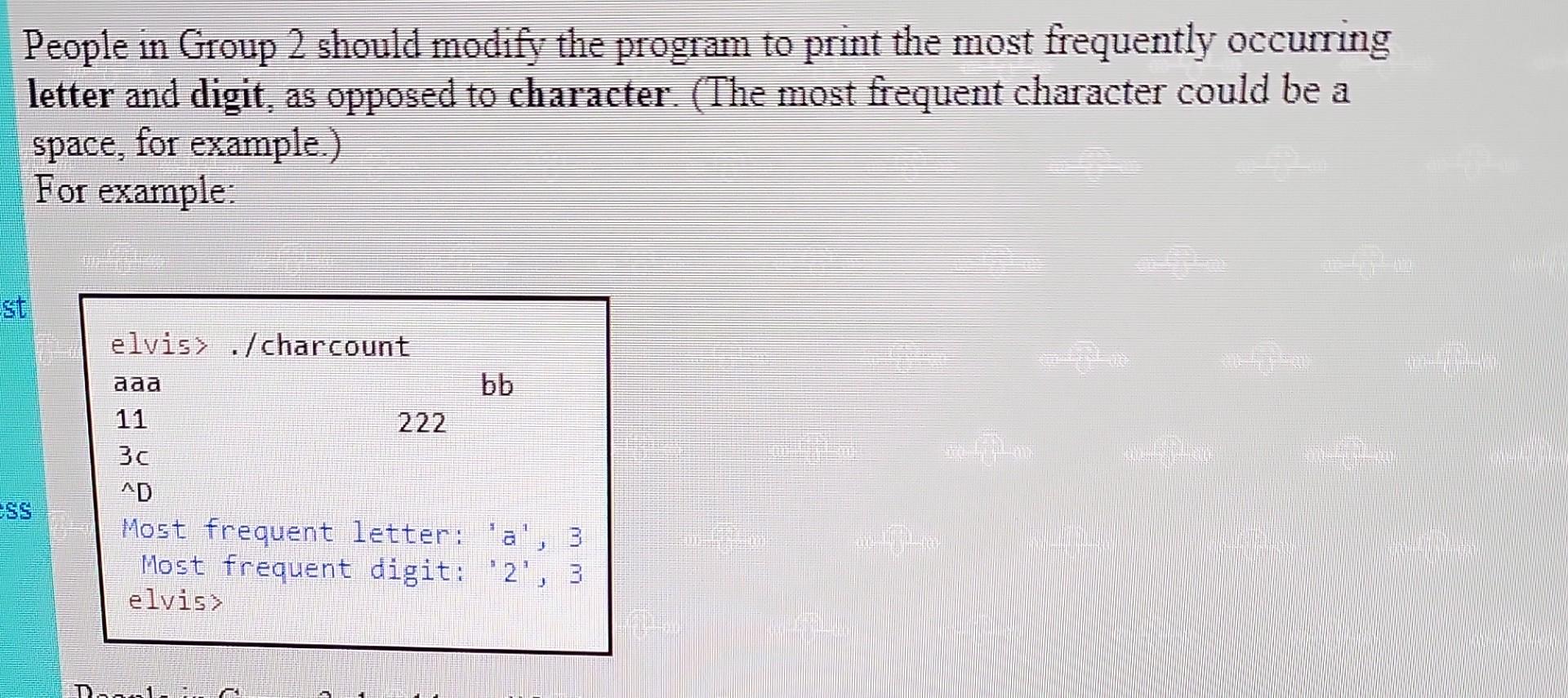 Solved People in Group 2 should modify the program to print | Chegg.com