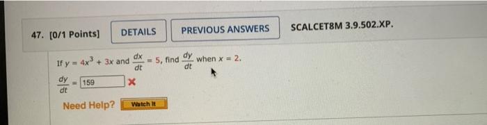 Solved DETAILS PREVIOUS ANSWERS 47. (0/1 Points] SCALCET8M | Chegg.com