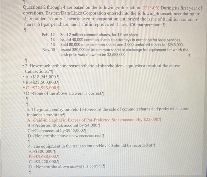 Solved Questions 2 -through 4 are based on the following | Chegg.com