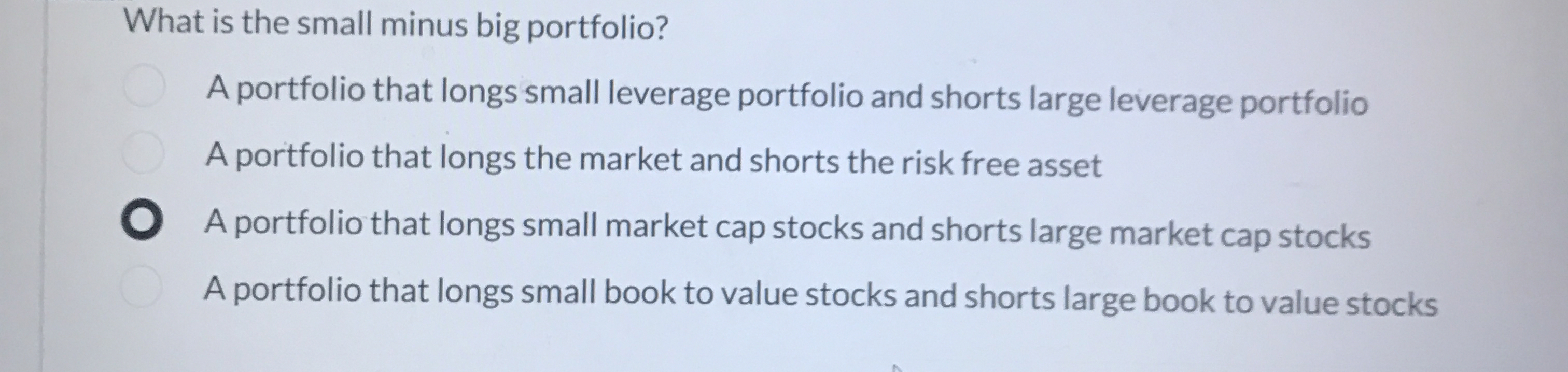 What is the small minus big portfolio?A portfolio | Chegg.com