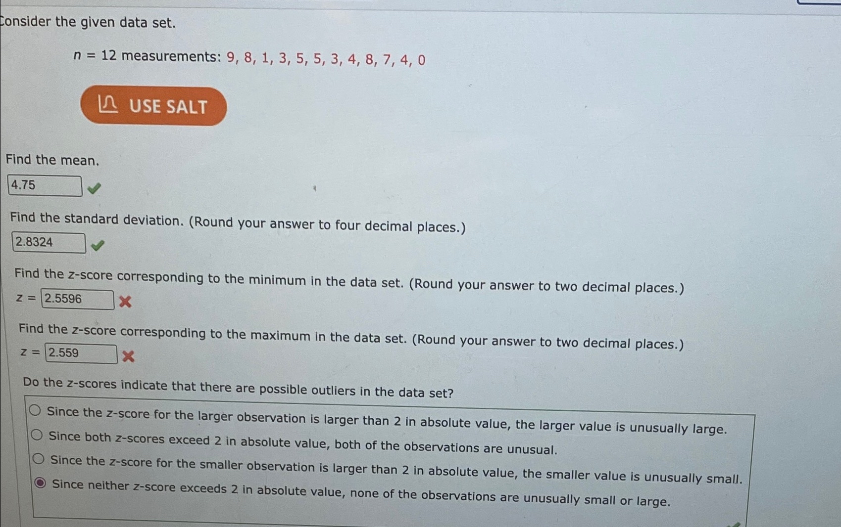 Solved Consider the given data set.n=12 ﻿measurements: | Chegg.com