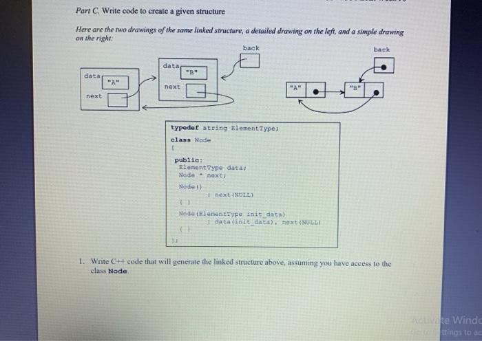 Solved Part C Write code to create a given structure Here | Chegg.com