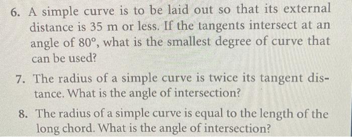 Solved 6. A simple curve is to be laid out so that its | Chegg.com