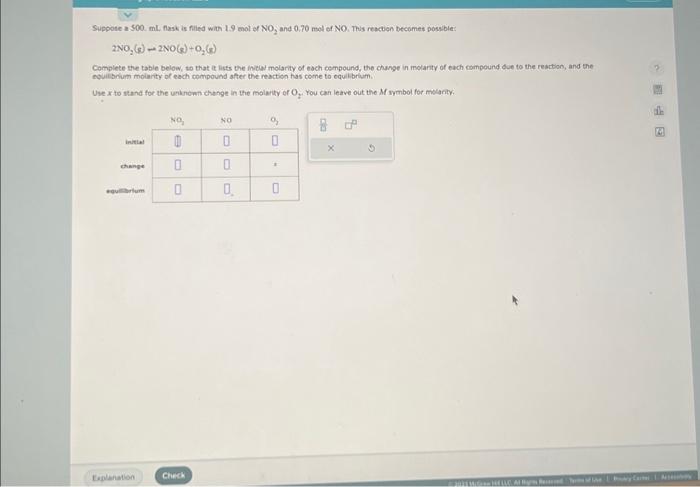 Solved 2NO2( s)−2NOg(g)+O2(r) Complete the tabie below, so | Chegg.com