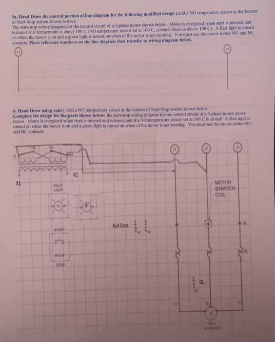 3a. Hand Draw the control portion of line diagram for | Chegg.com