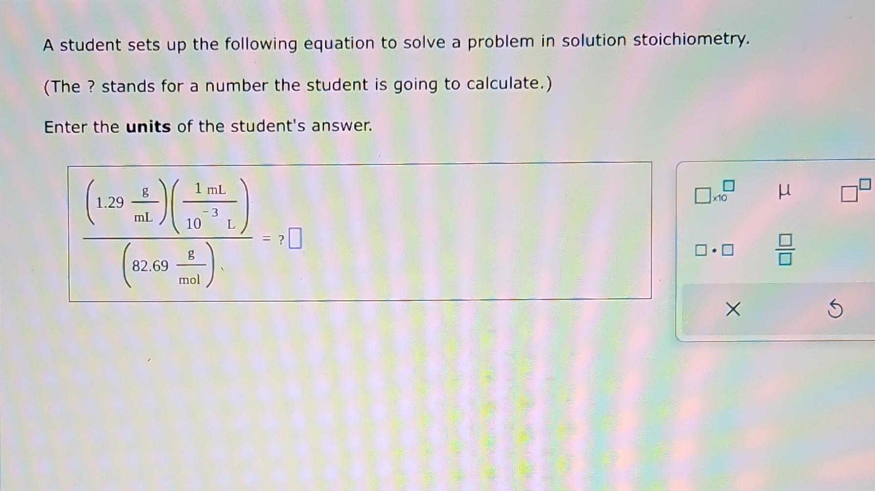 Solved A student sets up the following equation to solve a | Chegg.com