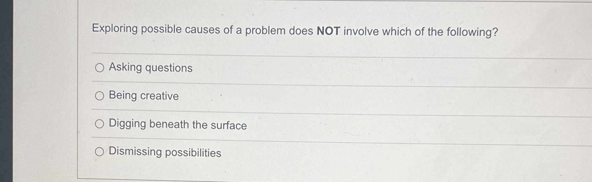 Solved Exploring possible causes of a problem does NOT | Chegg.com