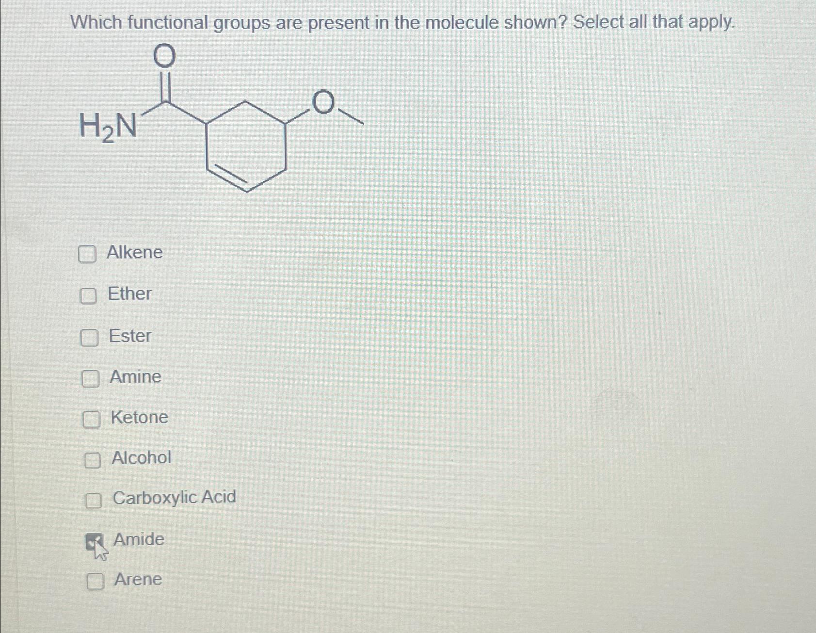Solved Which functional groups are present in the molecule | Chegg.com