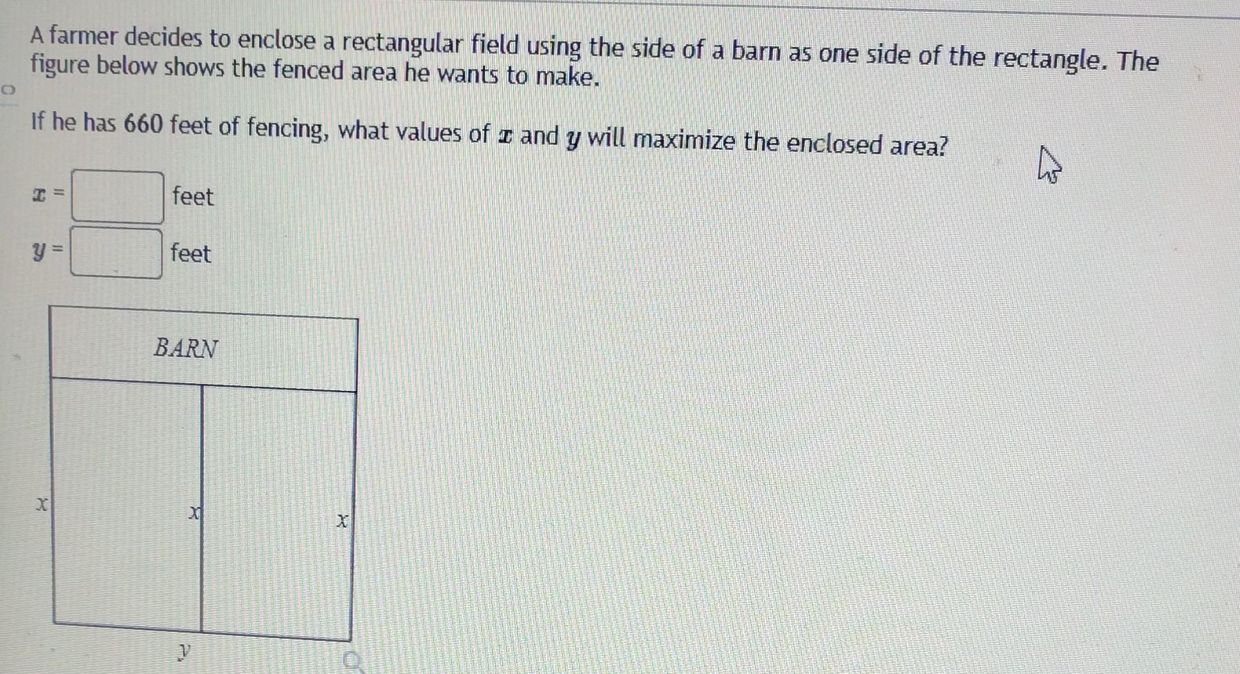 Solved A farmer decides to enclose a rectangular field using | Chegg.com