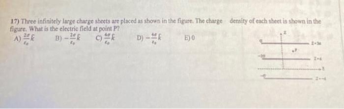 Solved 17) Three infinitely large charge sheets are placed | Chegg.com