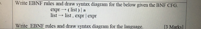 Solved Write EBNF rules and draw syntax diagram for the | Chegg.com