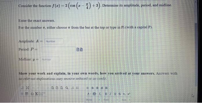 Solved Consider the function f(x)=2(cos(x−4π)+3). Determine | Chegg.com