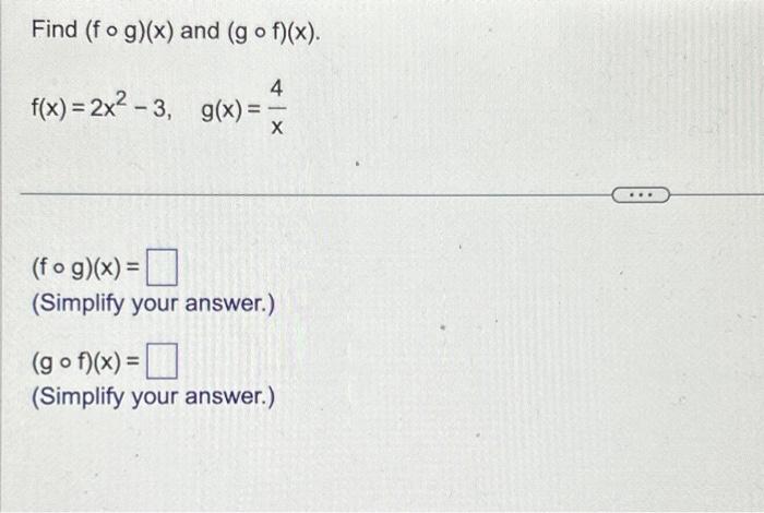 Solved Find \\( (f \\circ g)(x) \\) and \\( (g \\circ f)(x) | Chegg.com