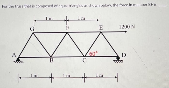 Solved For the truss that is composed of equal triangles as | Chegg.com