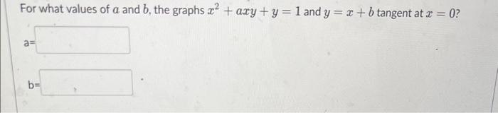 Solved For what values of a and b, the graphs x2+axy+y=1 and | Chegg.com