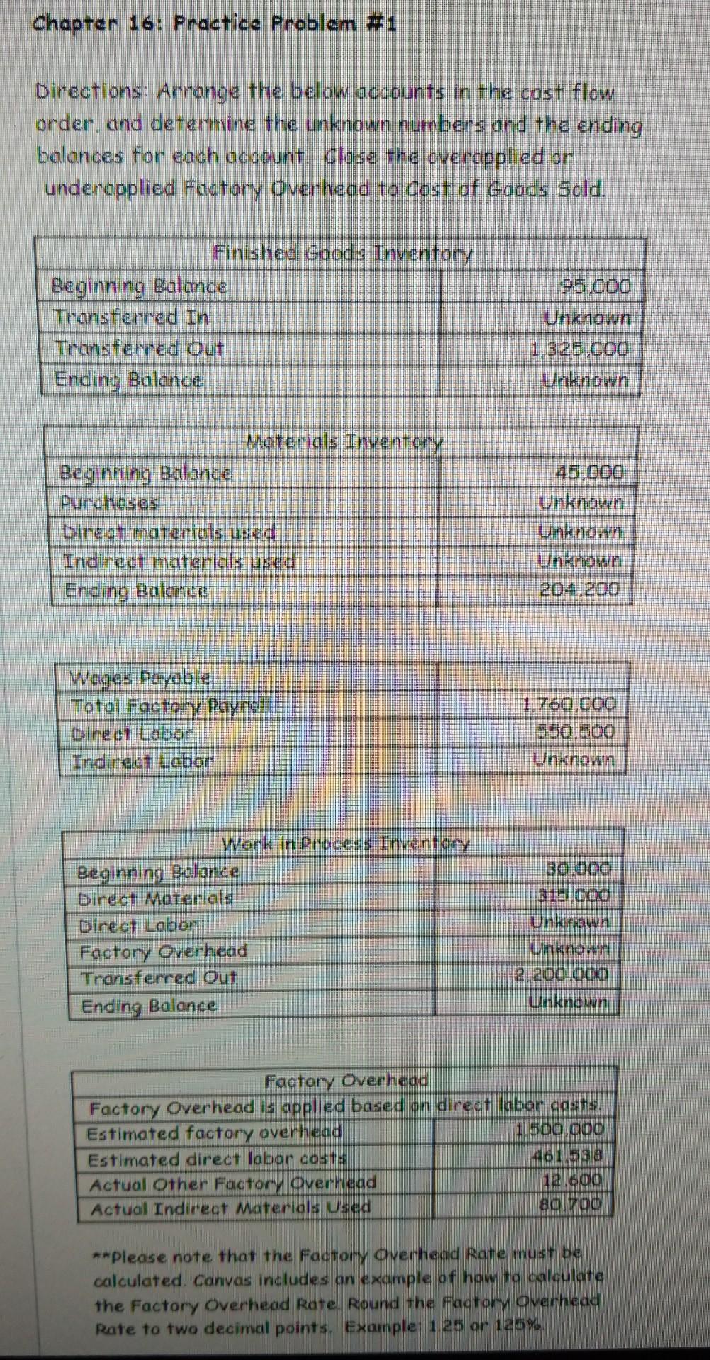 Solved Chapter 16: Practice Problem #1 Directions: Arrange | Chegg.com