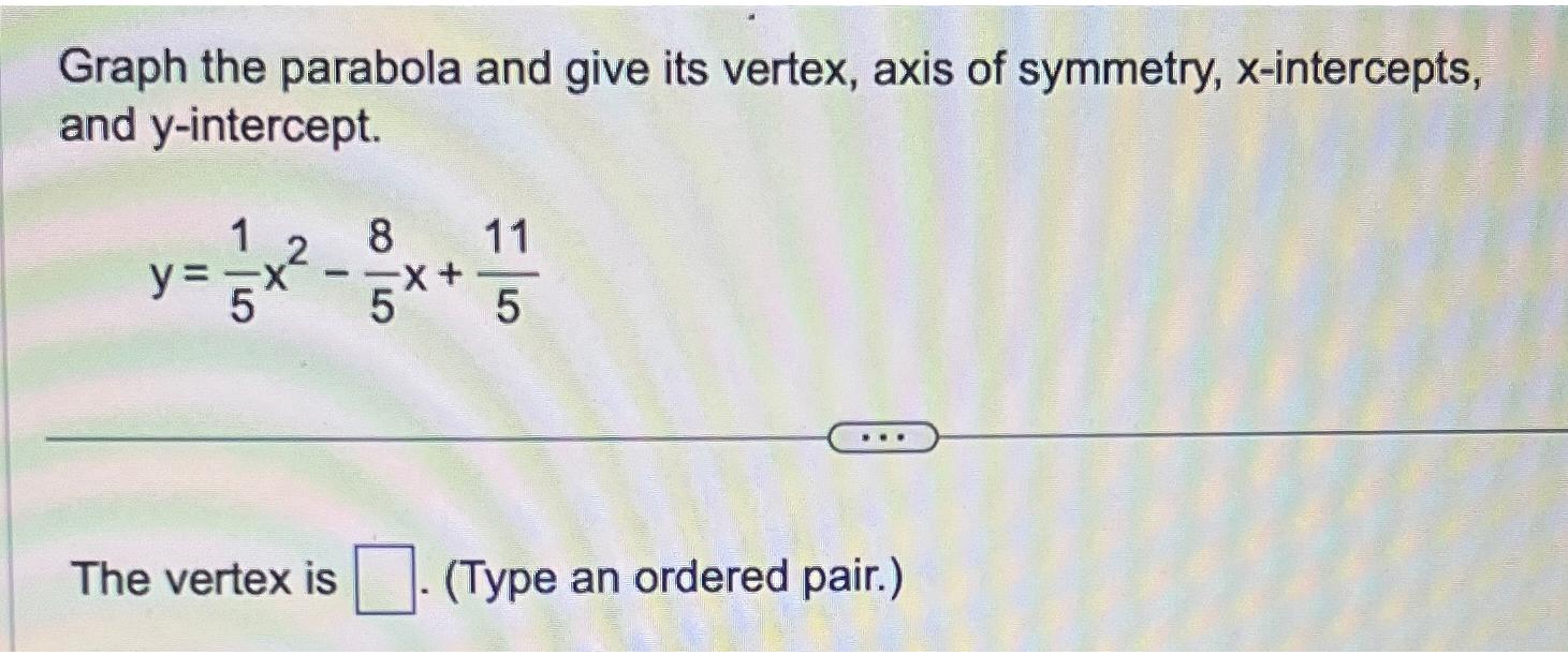 Solved Graph the parabola and give its vertex, axis of | Chegg.com