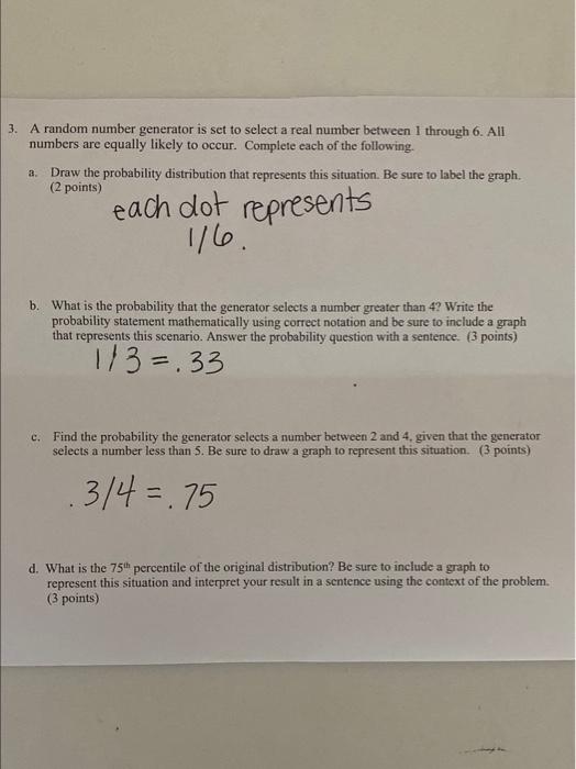 Solved 3. A random number generator is set to select a real | Chegg.com
