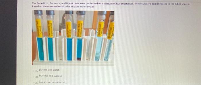 Solved The Benedict's, Barfoed's, and Biuret tests were | Chegg.com