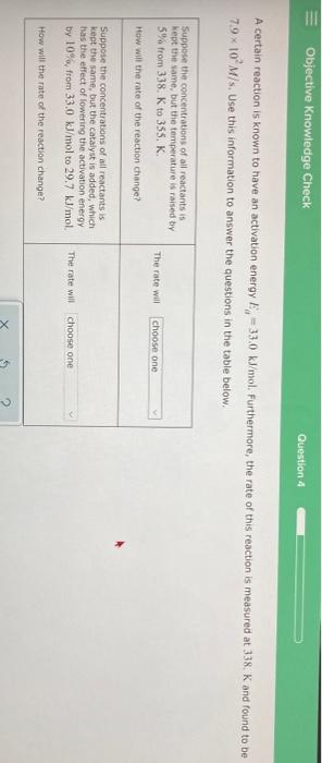 Solved Objective Knowledge Check Question 4 A certain | Chegg.com