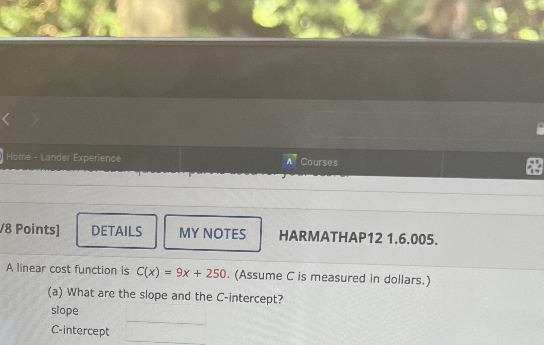 Solved A Linear Cost Function Is C X 9x 250 Assume C ﻿is
