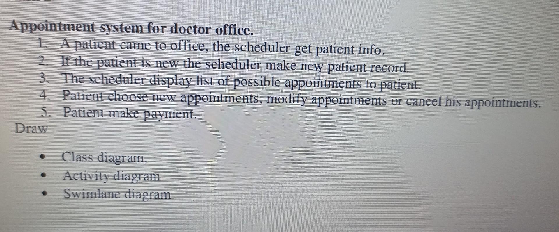 Solved Appointment system for doctor office. 1. A patient | Chegg.com