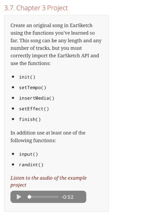 Solved Create an original song in EarSketch using the | Chegg.com