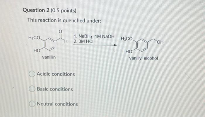 Solved This reduction reaction is run under: H3CO. 1. NaBH4, | Chegg.com