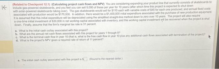 Solved (Related to Checkpoint 12.1) (Calculating project | Chegg.com