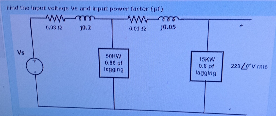 Solved Find the input voltage VS ﻿and input power factor | Chegg.com