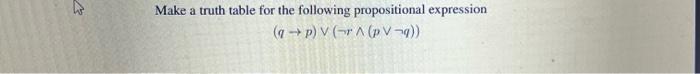 Solved Make a truth table for the following propositional | Chegg.com