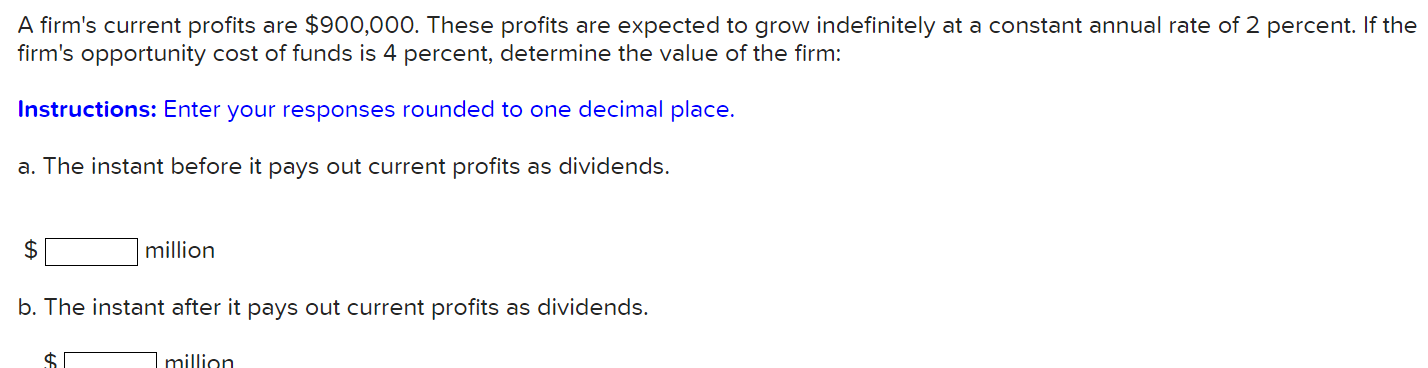 Solved A firm's current profits are $900,000. ﻿These profits | Chegg.com