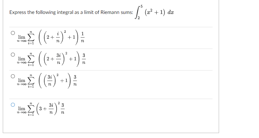 Solved Express the following integral as a limit of Riemann | Chegg.com