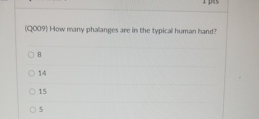 Solved Pus (2009) How many phalanges are in the typical | Chegg.com