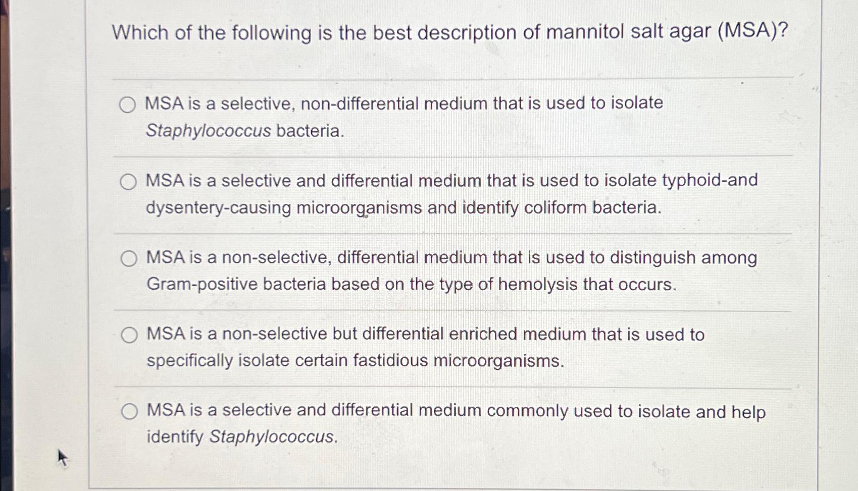 Solved Which of the following is the best description of | Chegg.com