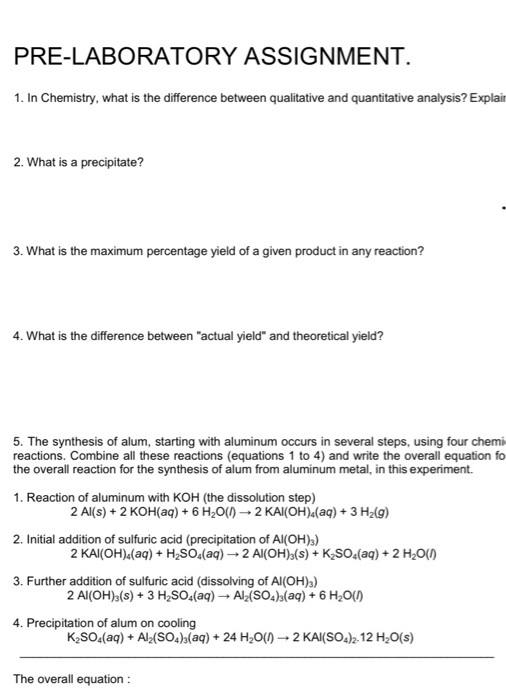 Solved PRE-LABORATORY ASSIGNMENT. 1. In Chemistry, what is | Chegg.com